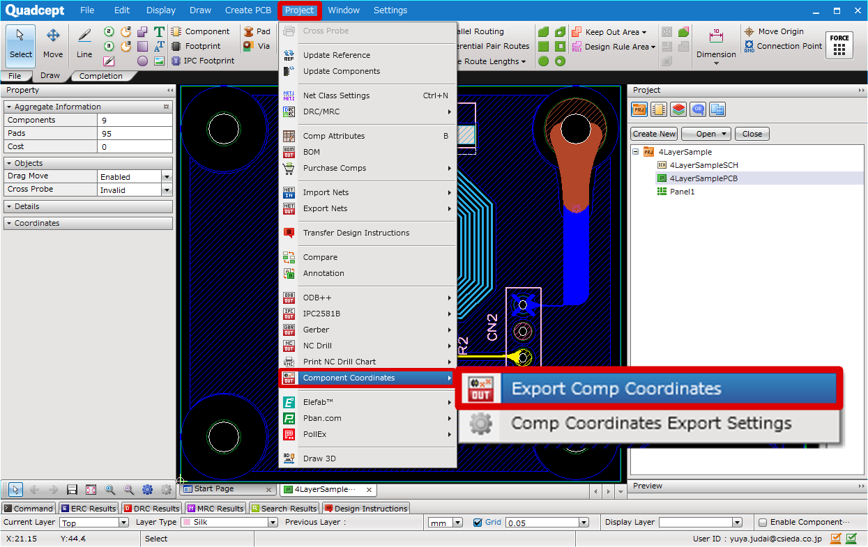 PCB Layout CAD - Component Coordinate Export
